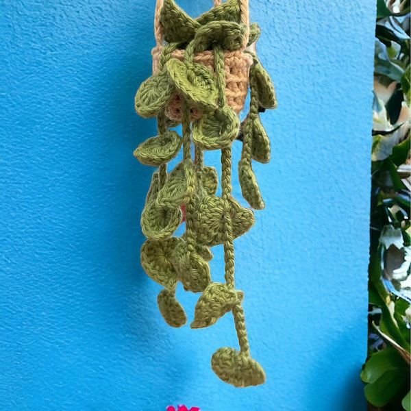 Pothos Plant Crochet Pattern, Car Hanging Plant Pattern, Car Hanging ...
