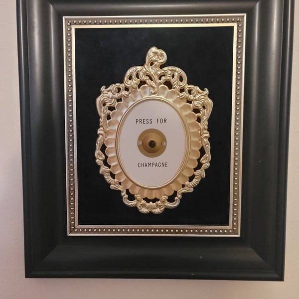 RINGING Press for Champagne Doorbell Plaque Button Decor Gift Bar ...