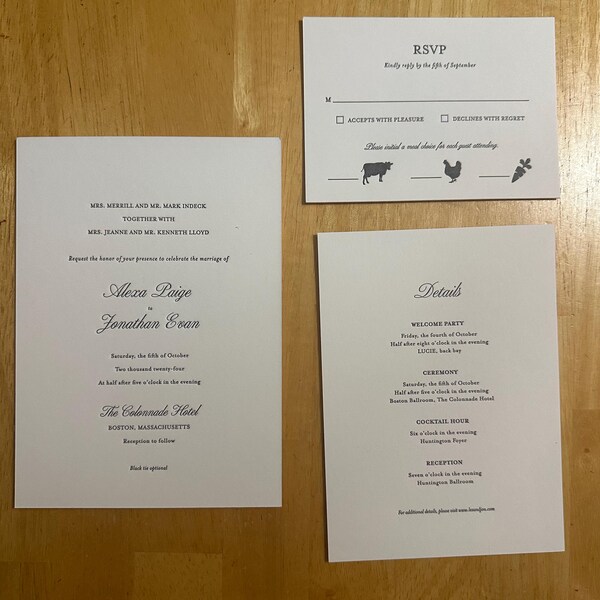 Modern Square Wedding Invitation | Minimalist Letterpress Wedding ...