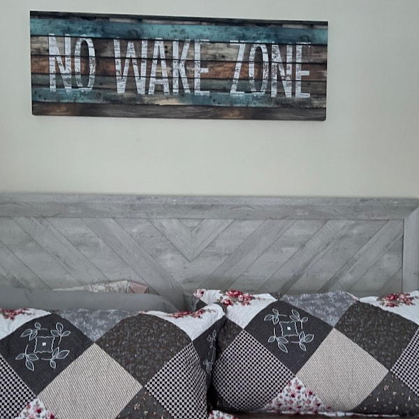 No Wake Zone Nautical Bedroom Sign, Coastal Wall Decor, Lake House Sign ...