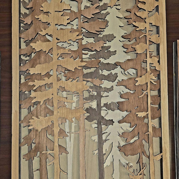 Layered Forest Design for Laser Cutting - 2 Separate Designs 4 Panels ...