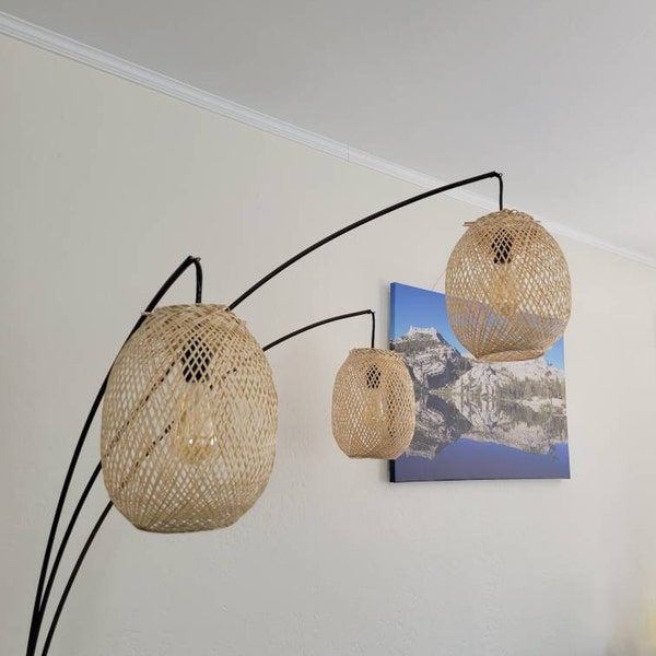 Minimalist Bamboo Lampshade, Extra Small Bamboo Lampshade Pendant Light ...