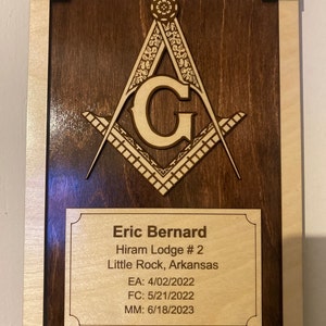 Masonic Past Master Plaque Custom Wood Engraved - Etsy