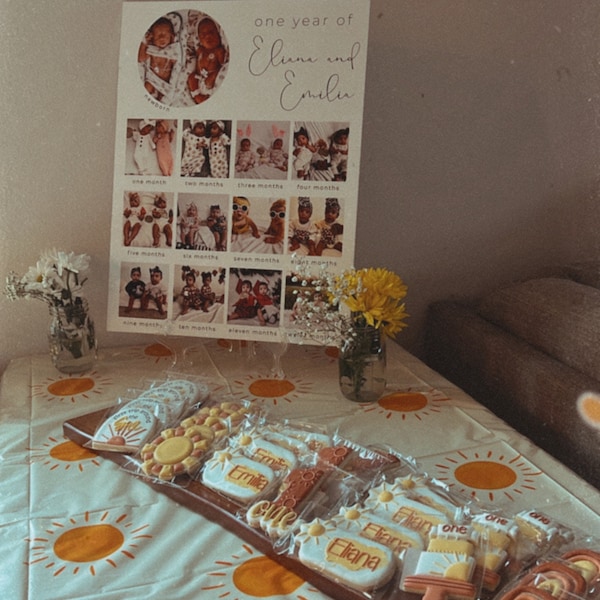 Printable One Year of Photo Poster Template, Modern 1st Birthday ...