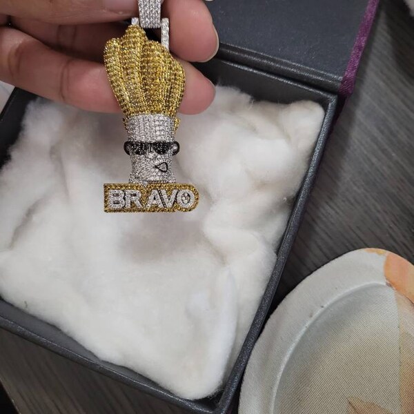 Custom Fully Iced Round Letter Pendant / Cz/moissanite Round Diamond ...