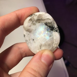 One 1 Rainbow Moonstone Worry Stone for Crystal Healing Pocket Palm ...