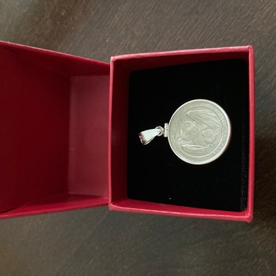 Gold Coin Pendant Bezel Mounting Rope Edge Greek Key Frame - Etsy