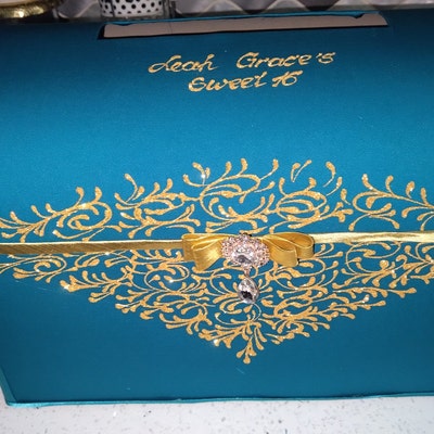 Card Box Wedding Dusty Blue Wedding Personalized Wedding Box - Etsy