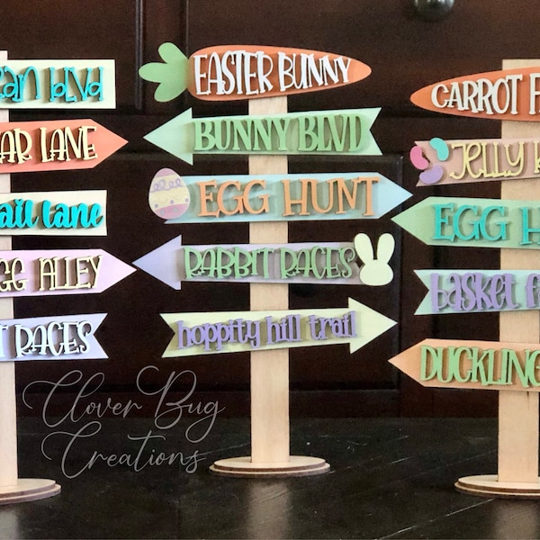 Easter Bunny Street Sign File SVG, Glowforge, Luckyheartdesignsco - Etsy