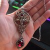 Dark Ruby Red/garnet Gothic Antique Silver Filigree Victorian Wedding ...