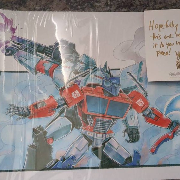 TF Megatron Optimus Prime Megop Earthspark Art Print 13x19 - War for ...