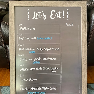 Meal Planner Framed Weekly Menu Board Dry Erase Wall Hanging Menu 1859 ...
