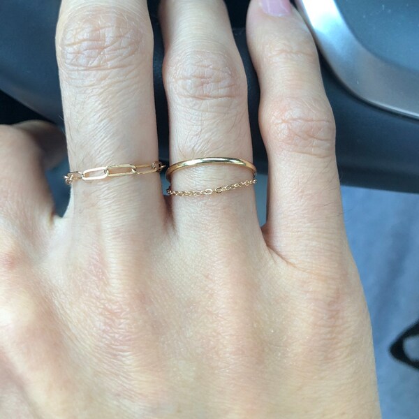 Chain Ring / Flat Bar Link Chain Eternity Band Ring / Gold Rings ...