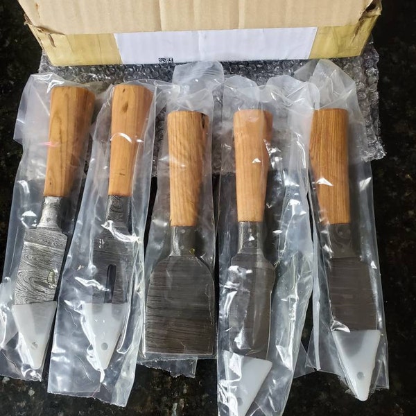 Handmade Damascus Cheese Knife Set of 5 Pcs With Olivewood Handle ...