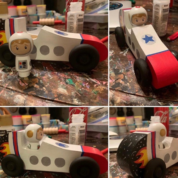 Race Car With Peg Doll Driver, Unfinished Pine and Hardwood - Etsy