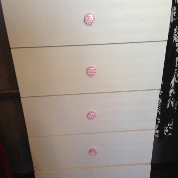 Pink Polka Knobs Stripe Knobs Baby Girl Nursery Dresser Knobs Drawer Pulls - Etsy