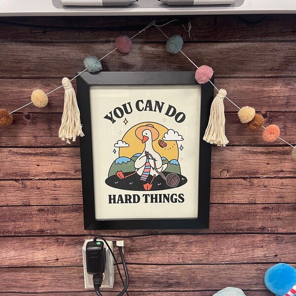 Cute Goose Wall Print, Motivation Quote, Retro Style Illustration ...