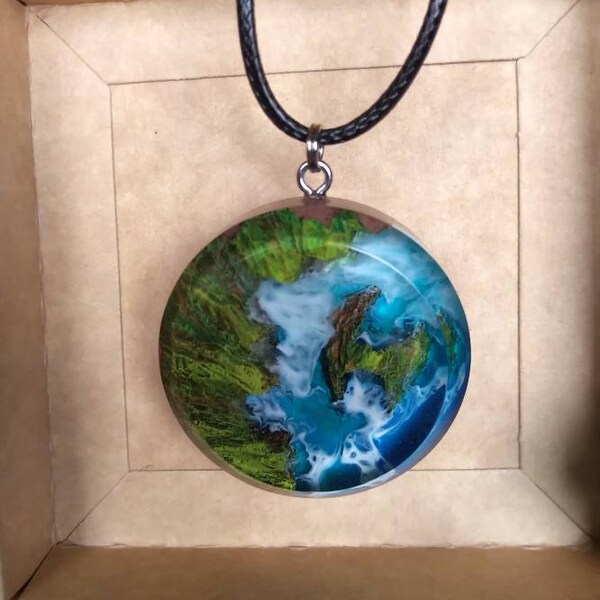 Wolf Pendant Wolf Accessory Resin Necklace Personalized Pendant Wood ...