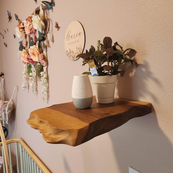 Narrow Floating Live Edge Side Table With Live Edge Table Entryway ...