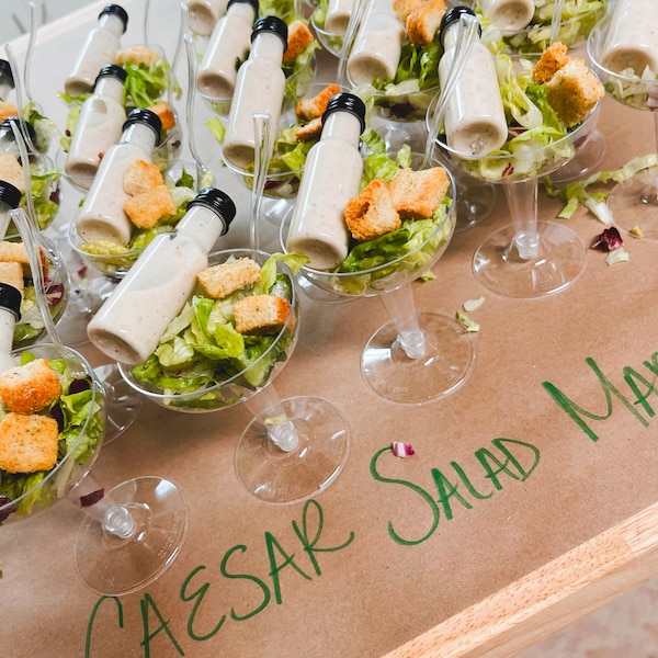 Salad Appetizer Cups Dressing Bottle Mini Forks Set for Food Display ...