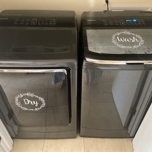 Laundry Room Decor Wash Dry Vinyl Decal Set, Washing Machines and ...