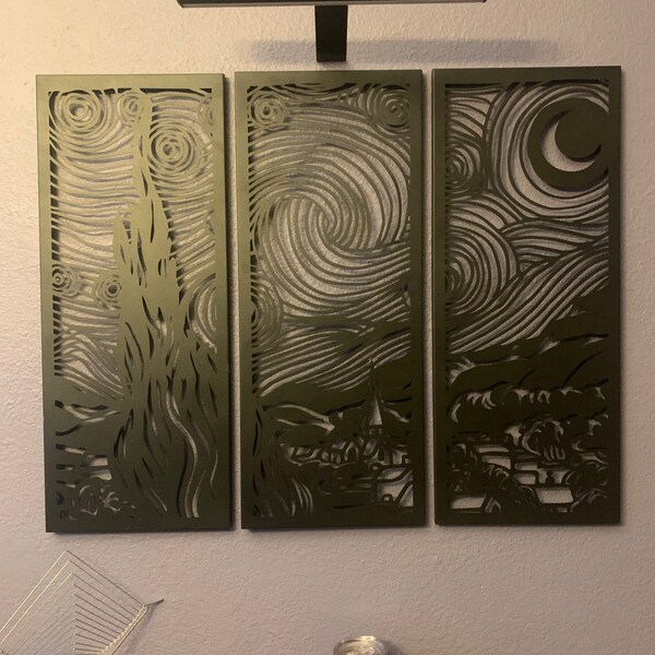 Van Gogh Starry Night Metal Wall Art, Van Gogh Metal Wall Art, Living ...