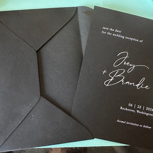 Classic Black Wedding Invitations | Minimal Sleek Invitation Set ...