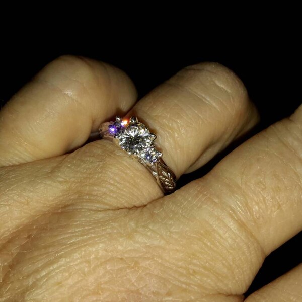 3.0ct Round Four Claw Prong Cathedral Shank Channel Set Charles ...