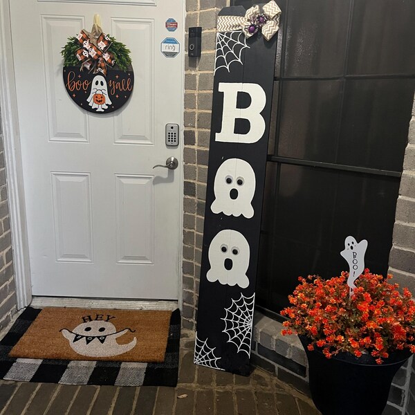 Halloween Front Door Decor | Halloween Wreath | Boo Y'all | Ghost ...