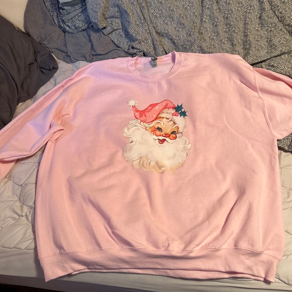 Pink Santa Retro Christmas T-shirts Sweatshirts for Women Pink ...