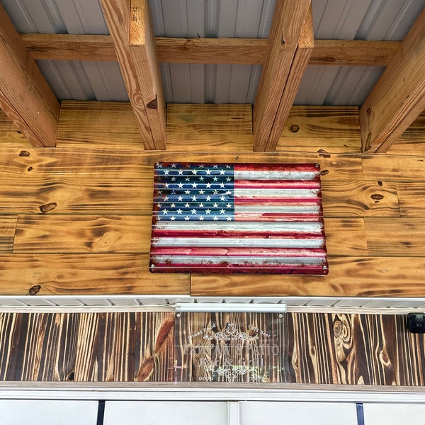 24 Inch Rustic American Flag Metal Sign - Etsy