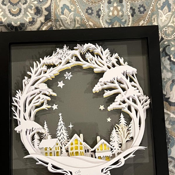 Mountain Landscape Shadow Box SVG Template, 3D SVG Shadowbox, DIY Cabin ...