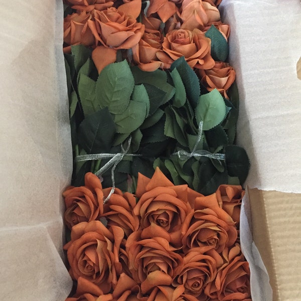 Burnt Orange Real Touch Silk Roses, DIY Florals | Wedding/home/kitchen ...