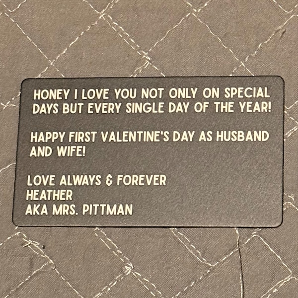 Romantic Wallet Card ~ You Are My Everything Love Note, Engraved ...