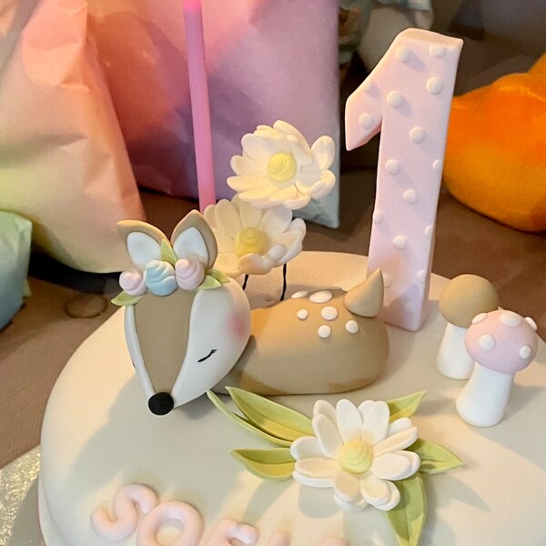Woodland Animals Edible Fondant Cake Topper, Woodland Deer, Fox, Racoon ...