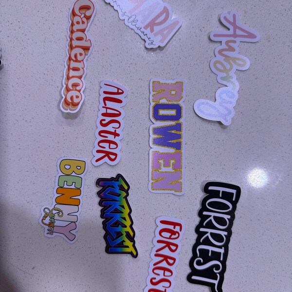 Custom Colorful Name Sticker, Personalized Retro Name Lastname for Her ...