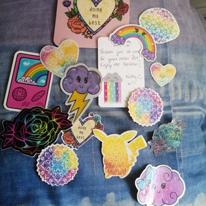 Cute Kawaii Sticker Rain Thunder Lightning Smiley Purple Glittery ...