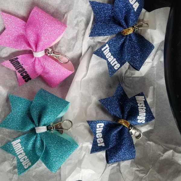 Cheer Bow Key Chain With Name on TAIL Only--glitter Bow (one Bow ALL ...
