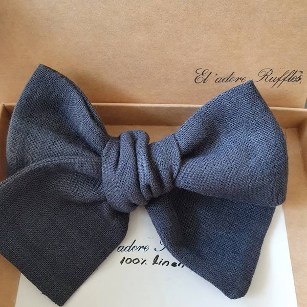 Large Linen Hair Bow on Quality French Barrette Clip. Natural Color ...