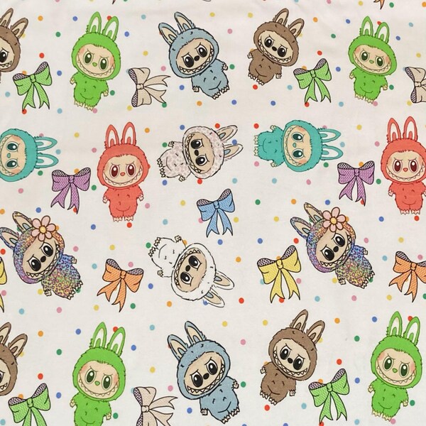 Labubu Monster Bow Seamless Pattern: Kawaii Doll Fabric Design (digital ...