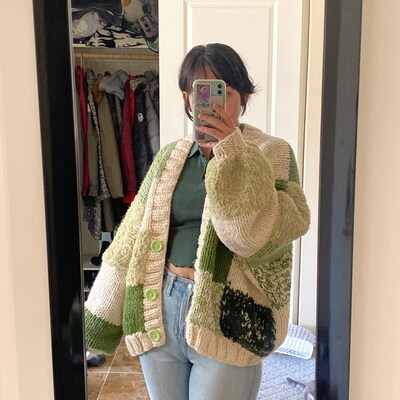 Hooded Dark Chocolate Patchwork Cardigan - Etsy