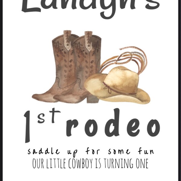 1st Rodeo Birthday Party Text Invitation | Cowboy Bday Paperless Invite ...