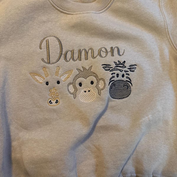 Embroidered Adorable Children's Zoo Animal Personalised Sweater: Monkey ...