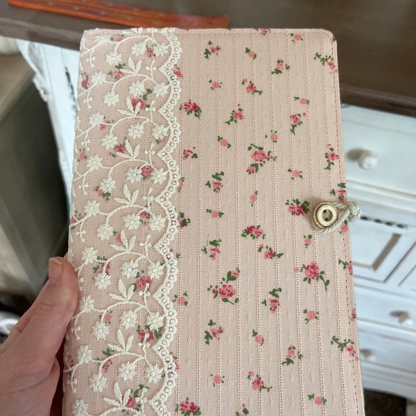 Pink Flower Lace Notebook Original Fabric Journal A5 A6 Handmade Floral ...