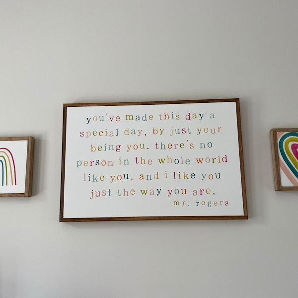 Horizontal I Like You Just the Way You Are Mr. Rogers Framed Wood Sign ...