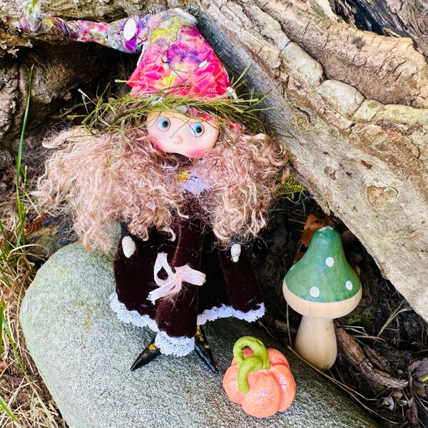 Ooak Poseable Pixie WOODLAND FAIRY Doll Polymer Clay Art Doll Elf Pixie Fairy Doll House ...
