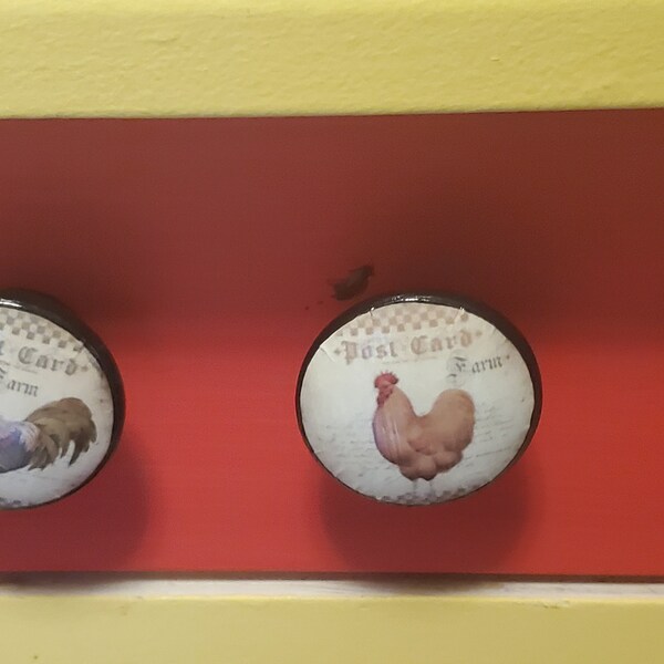 Country Barn Yard Chicken Drawer Pull, Set of 6 Knobs, Rustic Vintage ...