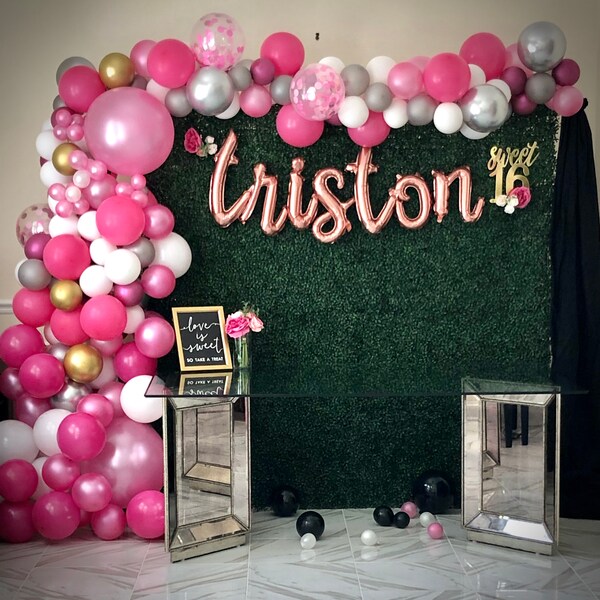 Custom Script Balloon Banner | Foil Letter Balloon Garland, Party Decor ...