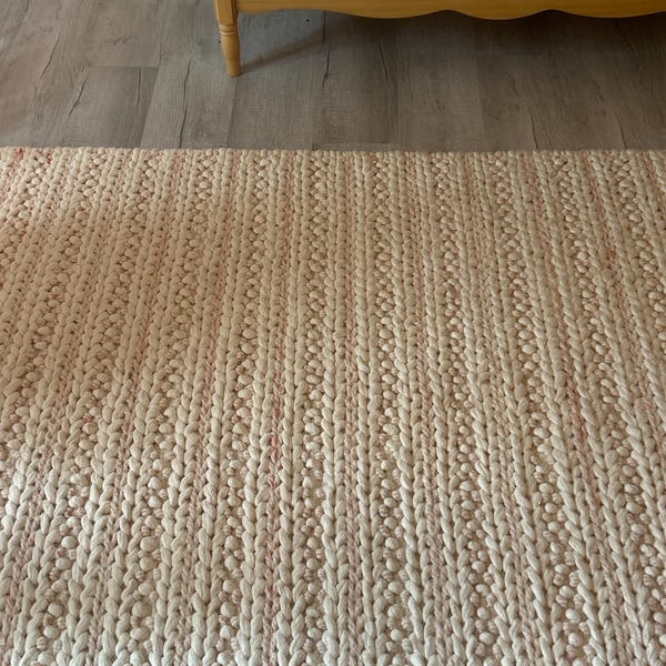 The Indoor Store - Hand-knitted Chunky Wool Area Rug, Textured Grey ...