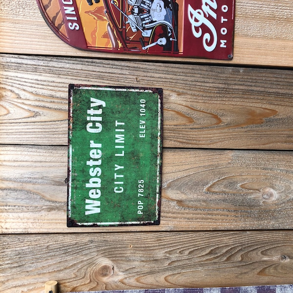 City Limits Sign, Custom Metal Sign, Personalised Gifts, Population ...